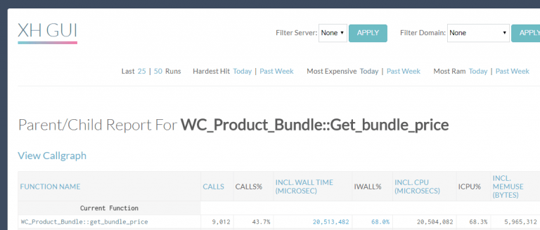 Using Free Tideways XHProf + XHGUI PHP 7.x for WordPress Code Profiling